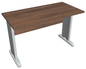 Stůl pracovní rovný 120 cm hl. 60 cm - Hobis Cross CE 1200 Dekor stolové desky: ořech, Dekor lamino podnože: ořech, Barva nohou: Stříbrná