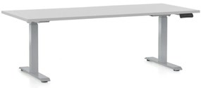 Výškově nastavitelný stůl OfficeTech D, 180 x 80 cm, šedá podnož, světle šedá