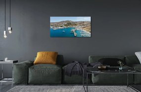 Obraz na skle Řecko Coast horské město 125x50 cm