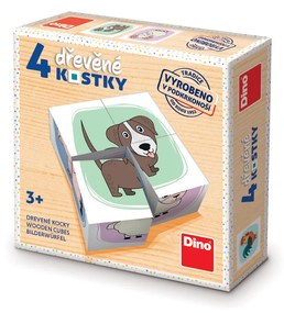 Dřevěné kostky Zvířátka - 4 kostky