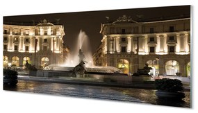 akrylový obraz Rome Fountain Square v noci 120x60 cm