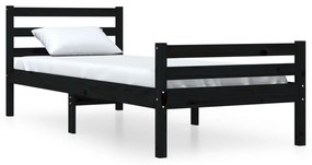 814783 vidaXL Rám postele černý masivní dřevo 75 x 190 cm malé jednolůžko