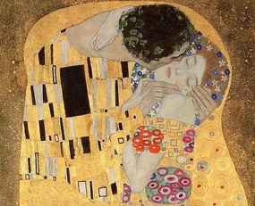 Gustav Klimt - Obrazová reprodukce Gustav Klimt - Polibek, (40 x 35 cm)