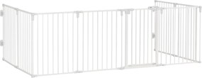 PawHut Hračkový výběh pro štěňata s dveřmi, ochrana proti krbu, flexibilní, skládací, 8 panelů, každý 60 x 76 cm, bílá | Aosom