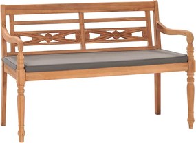 Lavice Batavia s tmavě šedou poduškou 120 cm masivní teak 316030