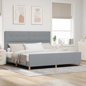 Rám postele s čelo Světle šedá 200 x 200 cm textil 3344753