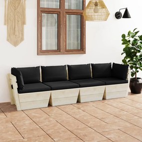vidaXL 4místná zahradní pohovka z palet s poduškami smrkové dřevo [3063450] Barva: Černá