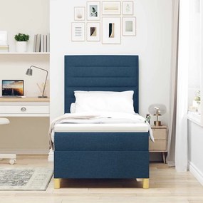 Postel s boxspringem s matrací s čelo Modrá 90 x 190 cm textil 3339510