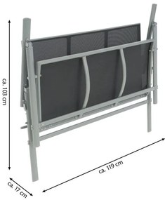 Garthen 70581 Zahradní hliníková lavička, 2-místná, 119 cm, šedá