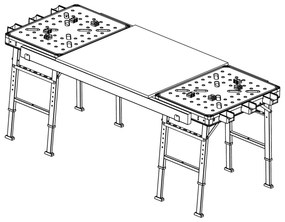 Pracovní skládací stůl Fortum, 850x600mm, výška 73,5-88,5cm