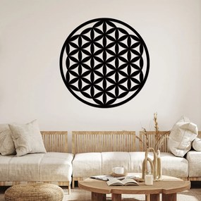 dřevo života Dřevěná dekorace na stěnu KVĚT ŽIVOTA ZEMĚ Barevný vzor: Černá, Rozměry Ø: 30