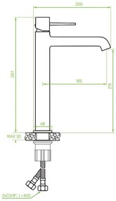 Laveo Pola, vysoká umyvadlová baterie h-297, chromová, LAV-BAP_02ND