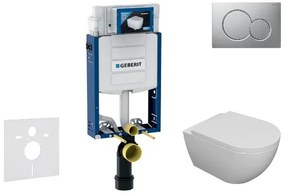 Geberit Kombifix - Set předstěnové instalace, klozetu Oudee a sedátka softclose, tlačítko Sigma01, lakovaný matný chrom SANI15CA1103