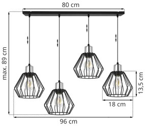 Závěsné svítidlo Nuvola 4, 4x černé drátěné stínítko,