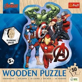 Trefl - Puzzle - Dřevěné obrysové puzzle Avengers a jejich dobrodružst