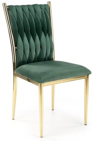 Sametová jídelní židle Prošívané opěradlo Lahvově zelená BERICO