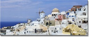Řecko Santorini Panorama Obraz Na Plátně 40x100