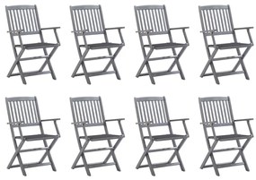 Skládací zahradní židle s poduškami 8 ks masivní akácie,  3078262