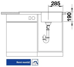 Blanco Zia 5 S Granitový dřez s odkapem oboustranné provedení, 86x50cm, káva, 520519