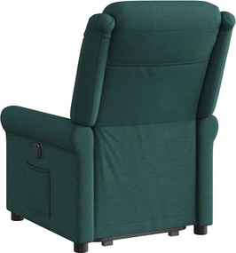 Elektrické zvedací polohovací křeslo tmavě zelené textil 3303340