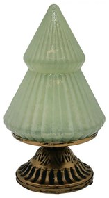 Zelený skleněný dekorační svítící stromek LED Tree - Ø 10*18 cm