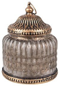 Šedá skleněná svítící LED lucerna Balli - Ø 10*13 cm