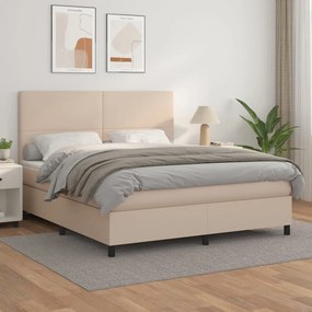 Box spring postel s matrací cappuccino 160x200 cm umělá kůže