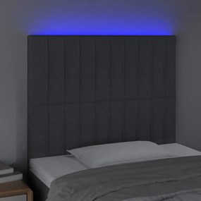 Čelo postele s LED tmavě šedé 100x5x118/128 cm textil 3122653