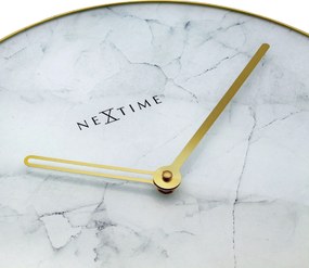 Nástěnné hodiny Marble se zlatým rámem bílé