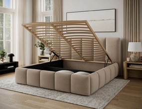 Postel Edvige + Dřevěný rám + plynový výtah + kontejner 160x200