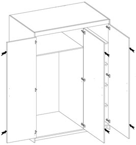Šatní skříň ELENA 3D + zrcadlo + nástavec | 133 cm | dub lefkas