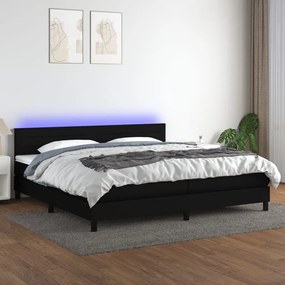 Box spring postel s matrací a LED černá 200x200 cm textil,  3133263
