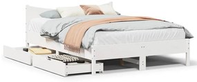 Rám postele se zásuvkami bílý 135 x 190 cm masivní borovice 3301921