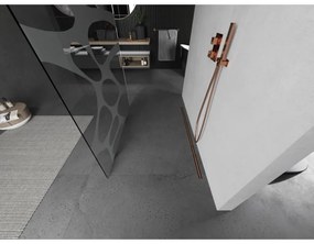 Mexen Kioto, sprchová zástěna Walk-In 140 x 200 cm, 8mm čiré sklo bílý vzor, ​​měděný matný profil, 800-140-002-65-97
