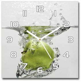 Wallmuralia Skleněné hodiny čtverec Jablko pod vodou 30x30 cm