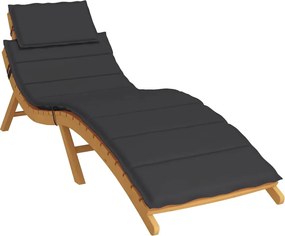 Poduška na lehátko černá 186x58x4 cm oxfordská látka 314165
