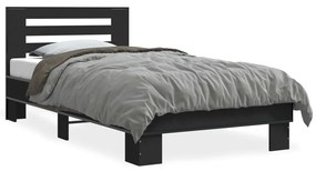 Rám postele černý 100 x 200 cm kompozitní dřevo a kov