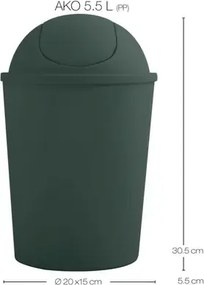 MSV AKO výklopný koš 5.5 L tmavě zelený / plast