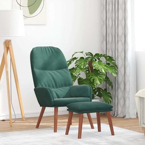Relaxační křeslo s podnožkou tmavě zelené samet 3315118