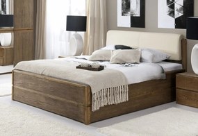 Dubová postel s úložným prostorem - Atlanta - dub pálený  , Dub pálený, 140x200 cm