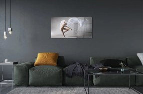 Obraz na skle Žena tančí bílý materiál 125x50 cm