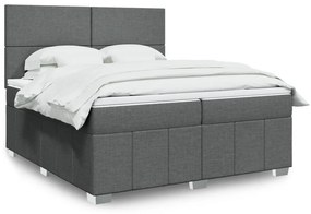 Box spring postel s matrací tmavě šedá 200x200 cm textil 3291769