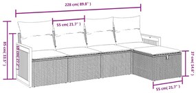 5dílná zahradní sedací souprava s poduškami černá polyratan