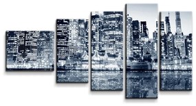 Sablio Obraz - 5-dílný Noční New York - 100x60 cm