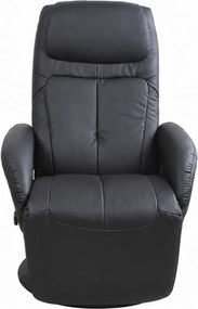 relaxační polohovací TV křeslo, ekokůže, černá, nosnost 140 kg, Halmar OPTIMA