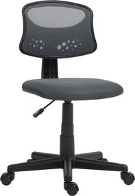 HOMCOM Bezarmý Ergonomický Kancelářský Klobouk s Mřížkovým Opěradlem, Otáčivý Stolečkový Kancelářský Klobouk s Nastavitelnou Výškou 120 kg Nosnost Šed