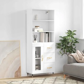 Fionshop 263888984 Skříň highboard bílá 69,5 x 34 x 180 cm kompozitní dře
