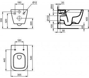 Ideal Standard i.life B - Závěsné WC, RimLS+, bílá T461401