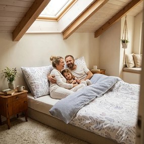 Bavlněné povlečení Herbář Modrý oboustranný Zapínání: zip, Velikost polštáře: 50x70, Velikost přikrývky: 140x200