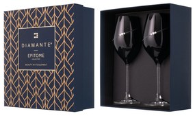 Diamante sklenice na bílé víno Silhouette City Black s krystaly Swarovski 360 ml 2KS